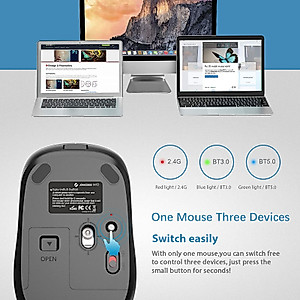 JOYACCESS Bluetooth Mouse, J 2.4G Wireless Bluetooth Mouse Dual Mode(Bluetooth 5.0/3.0+USB), Computer Mice for Laptop/Computer MacBook/Windows/MacOS/Android -Iron Gray