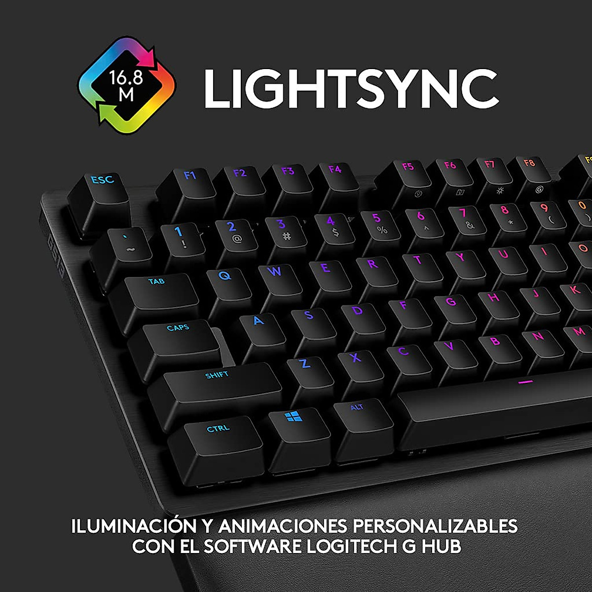 Logitech G513 Lightsync RGB Mechanical Gaming Keyboard - Cable Connectivity - USB 2.0 Type A Interface - English - Windows - Mechanical Keyswitch - Carbon (Renewed)