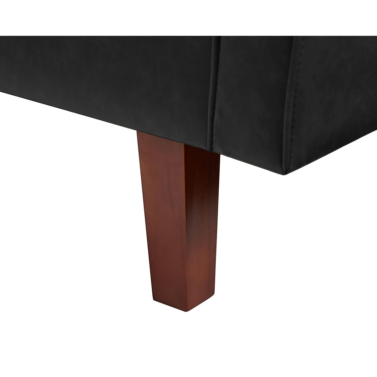 HoynPuko Multi-Functional Convertible Double Folding PU Leather Sofa Bed Living Room Furniture with Removable Wooden Legs, Adjustable Button Tufted Backrest, 74.41" W x 32.67" D x 29.13" H Black