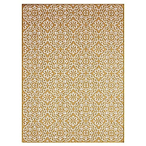 Nicole Miller New York Patio Country Danica Transitional Geometric Indoor/Outdoor Area Rug, Yellow/White, 7'9"x10'2"