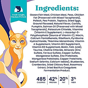 Solid Gold High Protein Dry Cat Food - Indigo Moon Cat Dry Food with Digestive Probiotics for Cats - Grain & Gluten Free with High Fiber & Omega 3 for Cats - Low Carb Superfood Meal - Pollock - 12lb