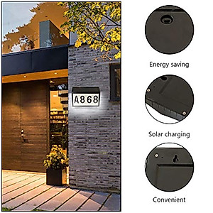 OSALADI Solar Lights Outdoor Metal Sign House Numbers Solar Powered Address Sign Set Lighted Address Sign Lamp for Home Street Garden Doorplate Black Outdoor Sign Outside Solar Lights