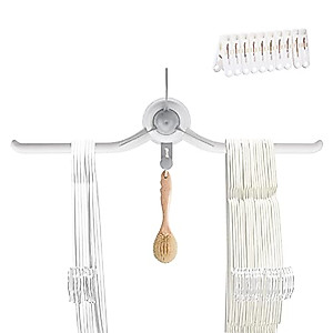 PXRJE Clothes Hanger Organizer Wall Mount, Creative Airplane Head, Adhesive Hanger Holder Organizer for Clothes Hangers, No Drilling Installation,with 10 Pcs Plastic Clothespins(Grey White)