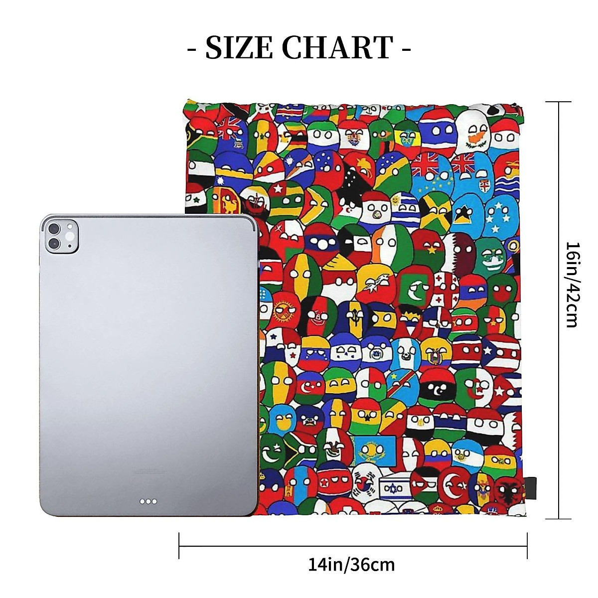 Woidxzxza Countryball Drawstring Backpack Unisex Lightweight Sport Sackpack Gym Bags Storage Cinch Bag