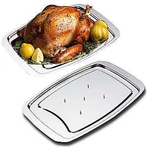 WALNUTA Stainless Steel Turkey Dish Roast Chicken Plate Rack Bakeware Tray Barbecue Baking Molds (Color : As Shown, Size : One Size)