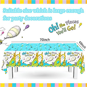 GPWXYYY 81Pcs Oh The Places You'll Go Decorations, Back to school Decorations Tableware Include 1 Tablecloth, 20 Napkins, 40 Plates, 20 Cups for Table Decor