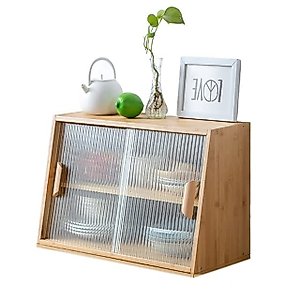 TOMYEUS Sideboard Glass Sideboard Kitchen Countertop Cupboard Sliding Door Storage Cabinet Double-Door Multi-Layer Storage Cabine Buffet Cabinet (Color : B)