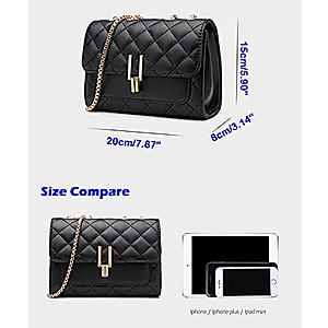YXBQueen Womens Black Purse Quilted Crossbody Bags for Women Over the Shoulder Purses with Chain