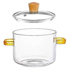 Frcctre 1.5L/50oz Glass Cooking Pot with Lid, Glass Saucepan with Cover, Heat Resistant Glass Stovetop Pot with Lid for Pasta Noodle, Soup, Milk, Baby Food
