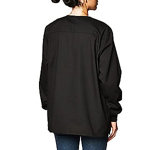 Dickies Women's EDS Signature Scrubs Missy Fit Snap Front Warm-Up Jacket, Black, X-Large