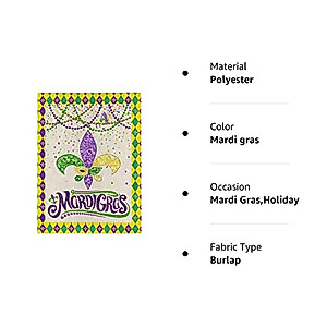 Mardi Gras Burlap Garden Flag 12x18, Outdoor Masquerade Party Decorations Fleur de Lis Garden House Flags,Gold Green Purple Buffalo Check Plaid Yard Flag Double Sided,New Orleans Holiday Outdoor Flags