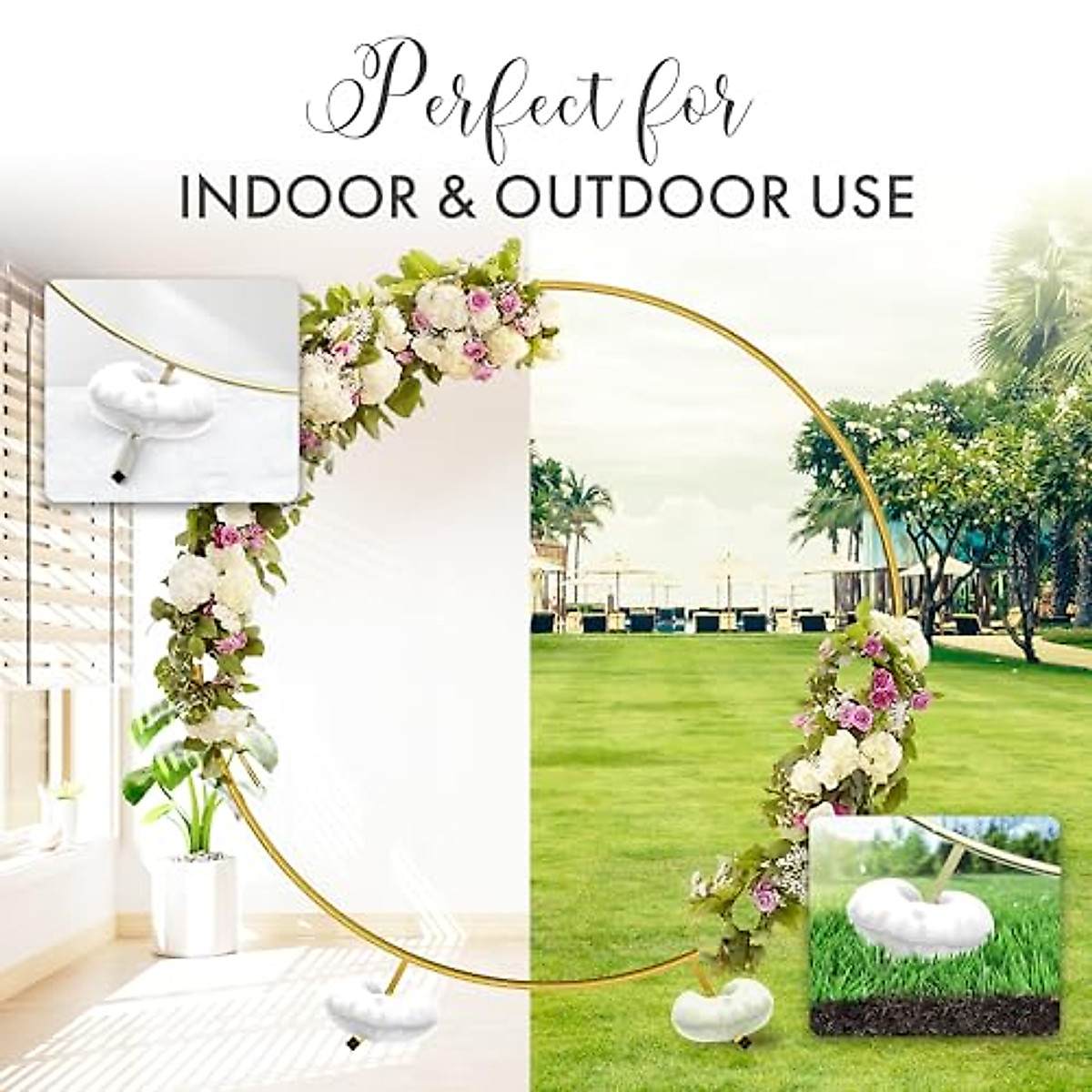 7.2FT Round Backdrop Stand - Circle Backdrop Stand Gold Balloon Arch Frame kit - Metal Wedding Arch Backdrop Stand - Circle Arch Gold Arch for Parties, Wedding, Baby Shower Decorations