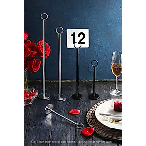 New Star Foodservice 27693 Ring Clip Table Number Card Holders, w/Number Cards, 1 to 24, Set of 24, 8-Inch, Black Stand