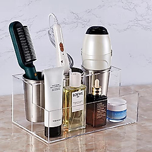 KAITELA Clear Acrylic Hair Tool Organizer, Blow Dryer Hot Tools Holder, Bathroom Vanity Countertop Storage Stand for Makeup, Curling Iron, Flat Iron, Blower