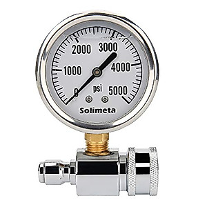 Solimeta 2-1/2" Pressure Washer Pressure Gauge Kit, 3/8 Inch Quick Connect, 5000 psi Pressure Washer, Liquid Filled
