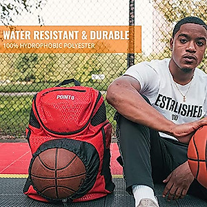 POINT3 POINT3 Basketball Backpack Road Trip 2.0, Bag with Drawstring for Soccer, Volleyball & More, Compartments for Shoes, Water, & Clothes, Water Resistant Equipment Bag, Unisex Sports Backpack - Red