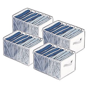 Univivi Extra Large Wardrobe Clothes Organizer Closet Organizer Portable Pants Sweaters Organizer for Closet,T-Shirt, Underwear, Upgraded 7 Grids Jeans Hoddie Organizer Clothes Organizer - Set of 4