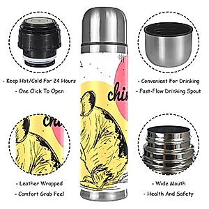 Cute Sweet Chinchilla Vacuum Insulated Water Bottle Stainless Steel Thermos Flask Travel Mug Coffee Cup Double Walled 17 OZ