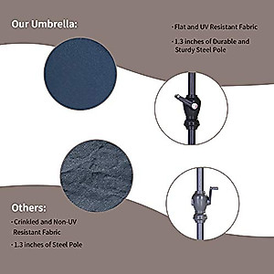 HYD-Parts 7.5FT Patio Umbrella Outdoor Table Umbrella,Market Umbrella with Push Button Tilt and Crank for Garden, Lawn, Deck, Backyard & Pool (Navy Blue)