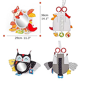 Baby’s Activity Hanging Toy with in-Sight Car Mirror for car seat, Stroller, Crib and Tummy time (Fox)