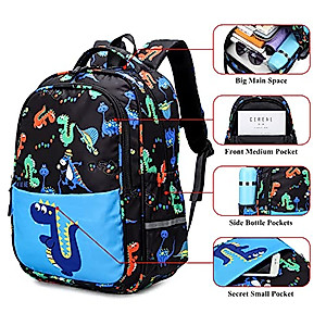 NaOHshp School Backpack for Boys, Cute Dinosaur Backpack for Kids Elementary Middle School Bag Bookbag