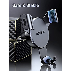 UGREEN Car Vent Phone Mount Air Vent Clip Cell Phone Holder Gravity Auto Lock Compatible with iPhone 14 Pro Max 14 Plus, iPhone 13 12 11 Pro Max XR XS 8 7 Plus SE, Samsung Galaxy S22 Smartphone Black