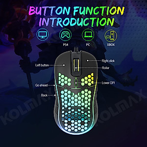 KOLMAX Gaming Keyboard and Mouse Combo,Rainbow Backlit Mechanical Feeling 104 Keys Keyboard with Ergonomic Detachable Wrist Rest,Aluminum Panel Keyboard 3600DPI Gaming Mouse for PC Mac Office/Gaming