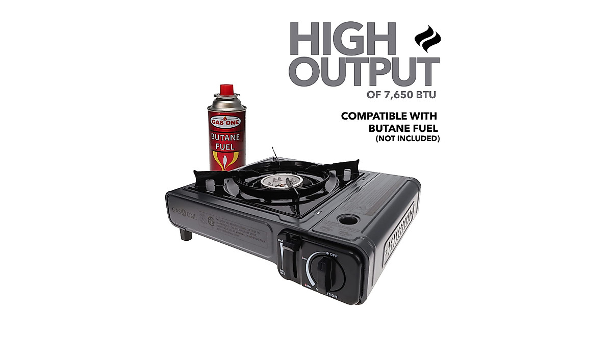 Gas One Portable Butane Stove - 7,650 BTU for Camping