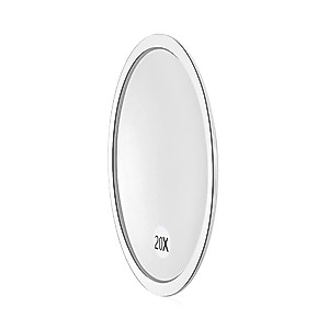 SANTOO 20X Magnifying Mirror with 3 Mounting Suction Cups Used for - Pluck Eyebrows - Tweezing - Blackhead Removal - See Details Clearly – Easy Mounting Makeup Mirror - 6 Inch Round