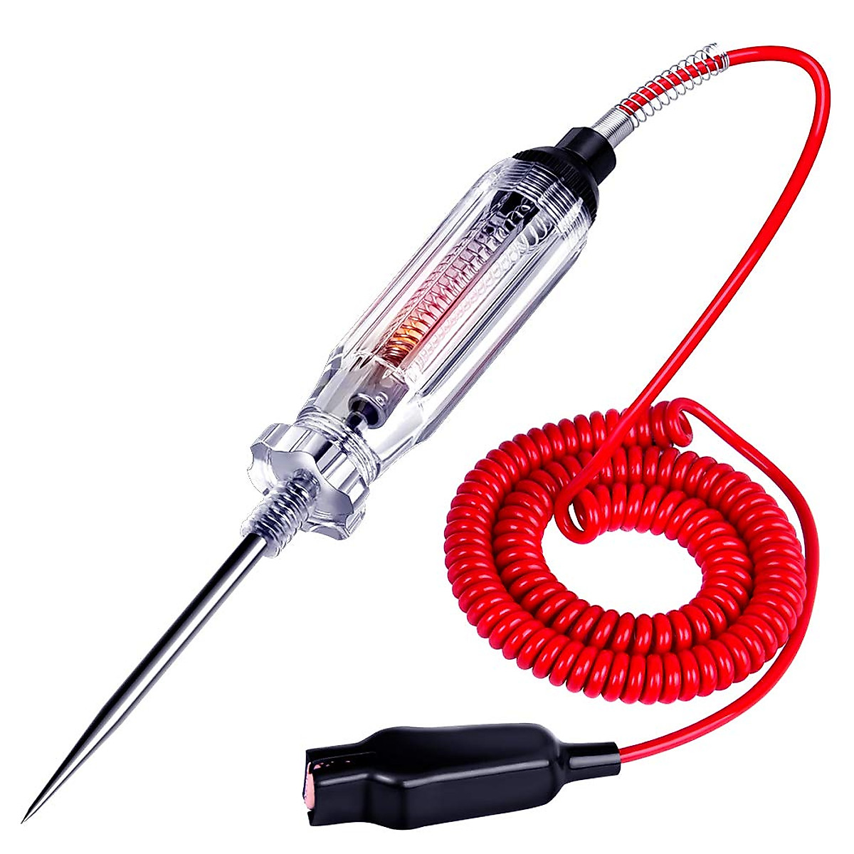 2PCS Heavy Duty Automotive Circuit Tester, Premium 6-24V Test Light with Extended Spring Test Leads & Sharp Piercing Probe, Circuit Voltage Tester with Replacement Indicator Light for Car/Vehicles