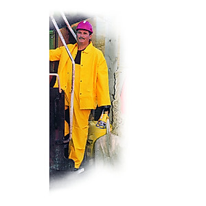 MCR Safety 2003X5 Classic PVC/Polyester 3-Piece Rainsuit with Attached Hood, Yellow, 5X-Large