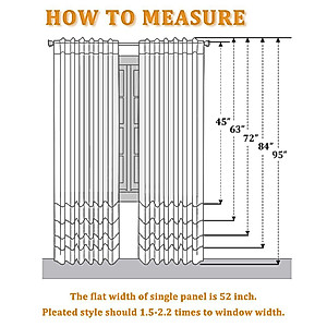 RYB HOME White Sheer Curtains Linen Texture Window Panels, Semi Sheer Light Filetring Rod Pocket & Back Tab Drapes for Bedroom, 52 x 84 inches, Pack of 2