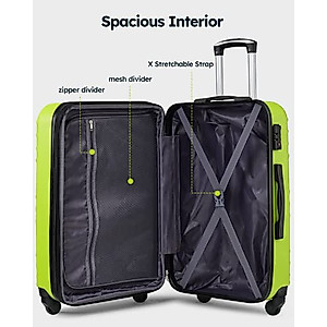 3 Piece Luggage Set Expandable (Only 24" & 28"), Hard Suitcase Set with Spinner Wheels and TSA Lock, Travel Luggage Set (Green Lime)