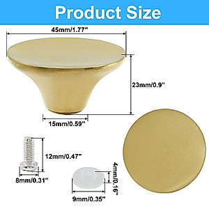 Unlorspy 4 Sets Solid Dutch Oven Knob,45 x 23 x15mm (Top Dia*H*Base Dia) Stainless Steel Universal Dutch Oven Pot Knob Cast Iron Replacement Handle (Gold)