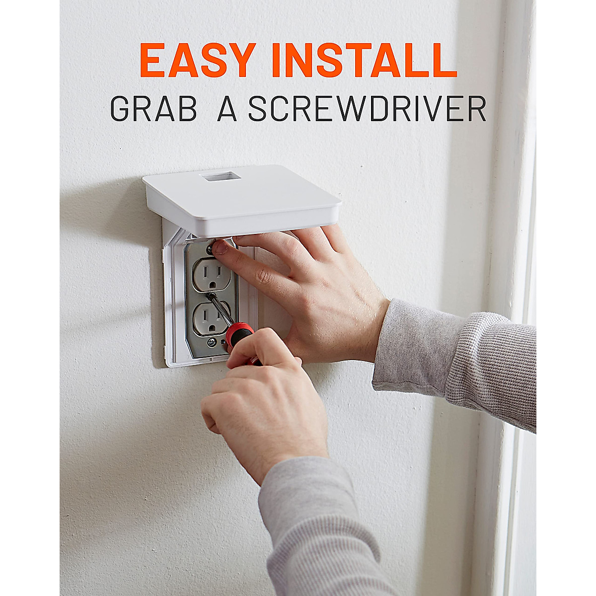 ECHOGEAR Outlet Shelf for Standard Outlets - Next-Gen Design with Built in-Cord Storage & Room for Bulky Plugs - Quick Install with Included Hardware