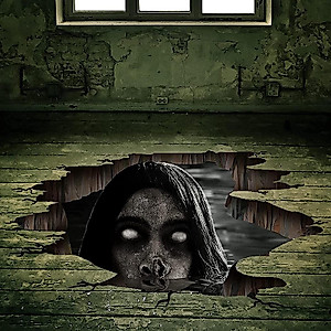 3D Halloween Floor Decals Scary Halloween Zombie Stickers for Living Room, Spooky Blind Women Scratching Floor Stickers Vinyl Removable Decals Art Decorations Party Supplies for Bar Pub