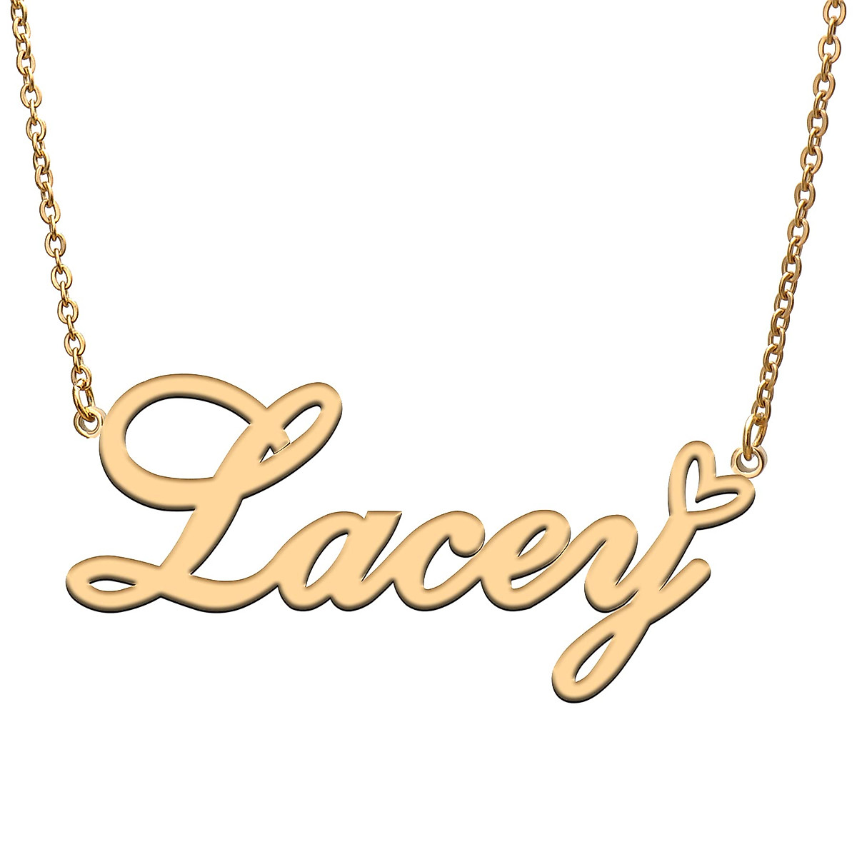 RONKAH Lacey Custom Personalized Name Necklace with Heart Plated Customized Pendant Necklace Jewelry for Women Christmas Valentine's Day Birthday New year Mother's Day Gold