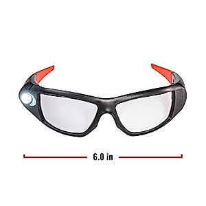 Coast SPG400 Rechargeable Lighted LED Safety Glasses with Built-In Inspection Beam, Scratch Resistant Interchangeable Lenses Black/Red