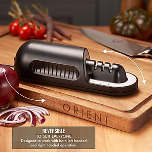 Electric Knife Sharpener - Professional 3 Stage Electrical Sharpening System for All Knives and Serrated Blades - Sharpen, Hone and Polish - Non-Slip Base, Magnet Compartment for Waste Collection