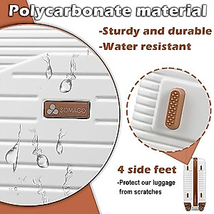 Somago 22x14x9 Carry On Luggage 20 Inch Suitcase with Cosmetic Case Lightweight Hard Shell Luggage PC Suitcase with TSA Lock Airline Approved Luggage (White)