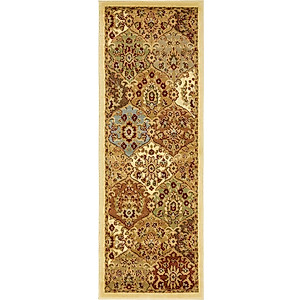 Unique Loom Voyage Collection Traditional Oriental Classic Intricate Medallion Design Area Rug, Runner 2' 2" x 6' 0", Ivory/Brown