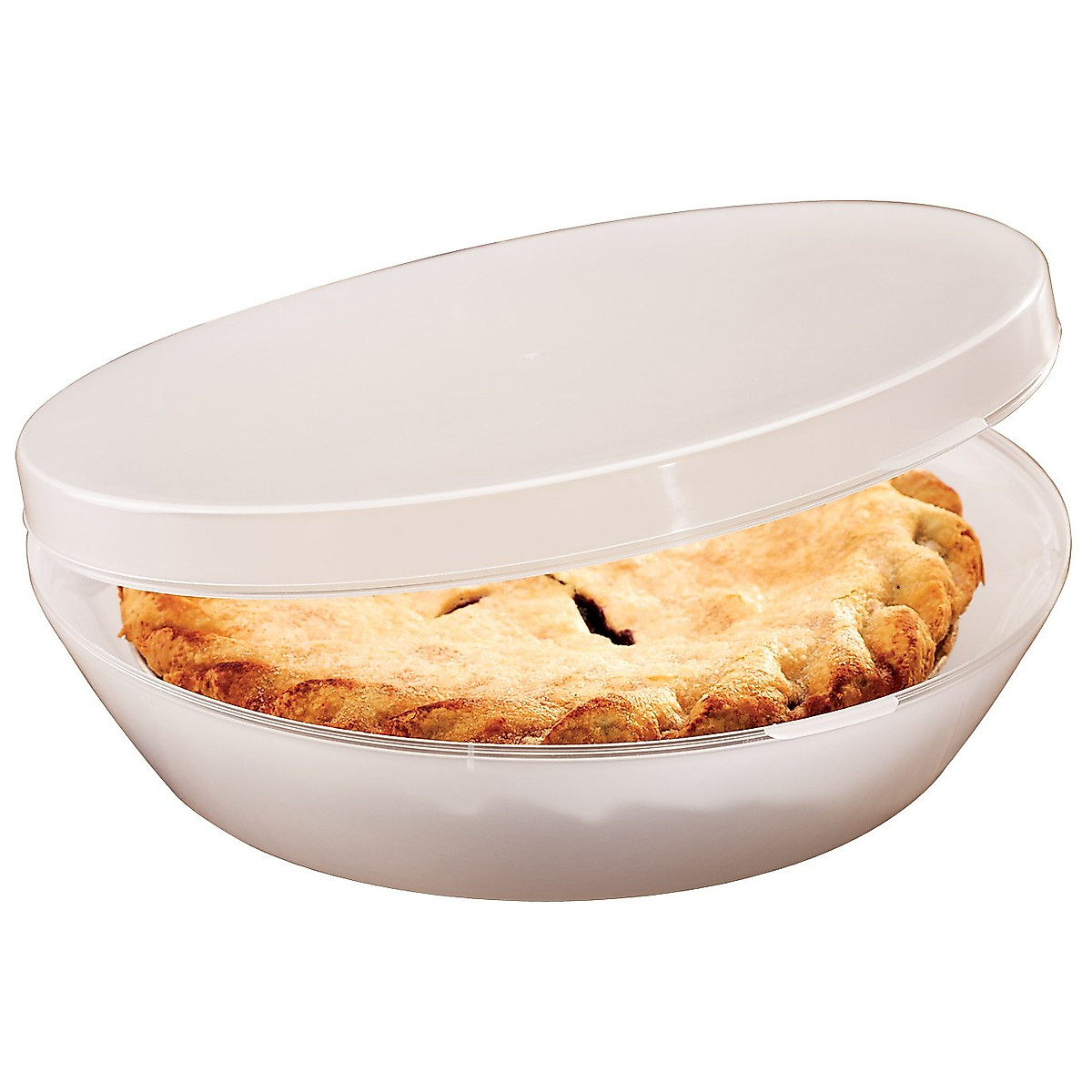 Miles Kimball Stay Fresh Pie Keeper with Hinged Lid, Universal Storage Container, Plastic
