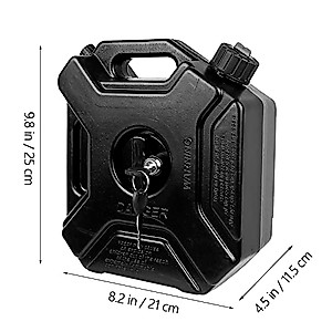 0.8 Gallon Black Gas Can with Lock & Key, 3L Fuel Oil Petrol Storage Cans Emergency Backup Tank with Mounting Bracket for Car Motorcycle UTV SUV ATV Off Road
