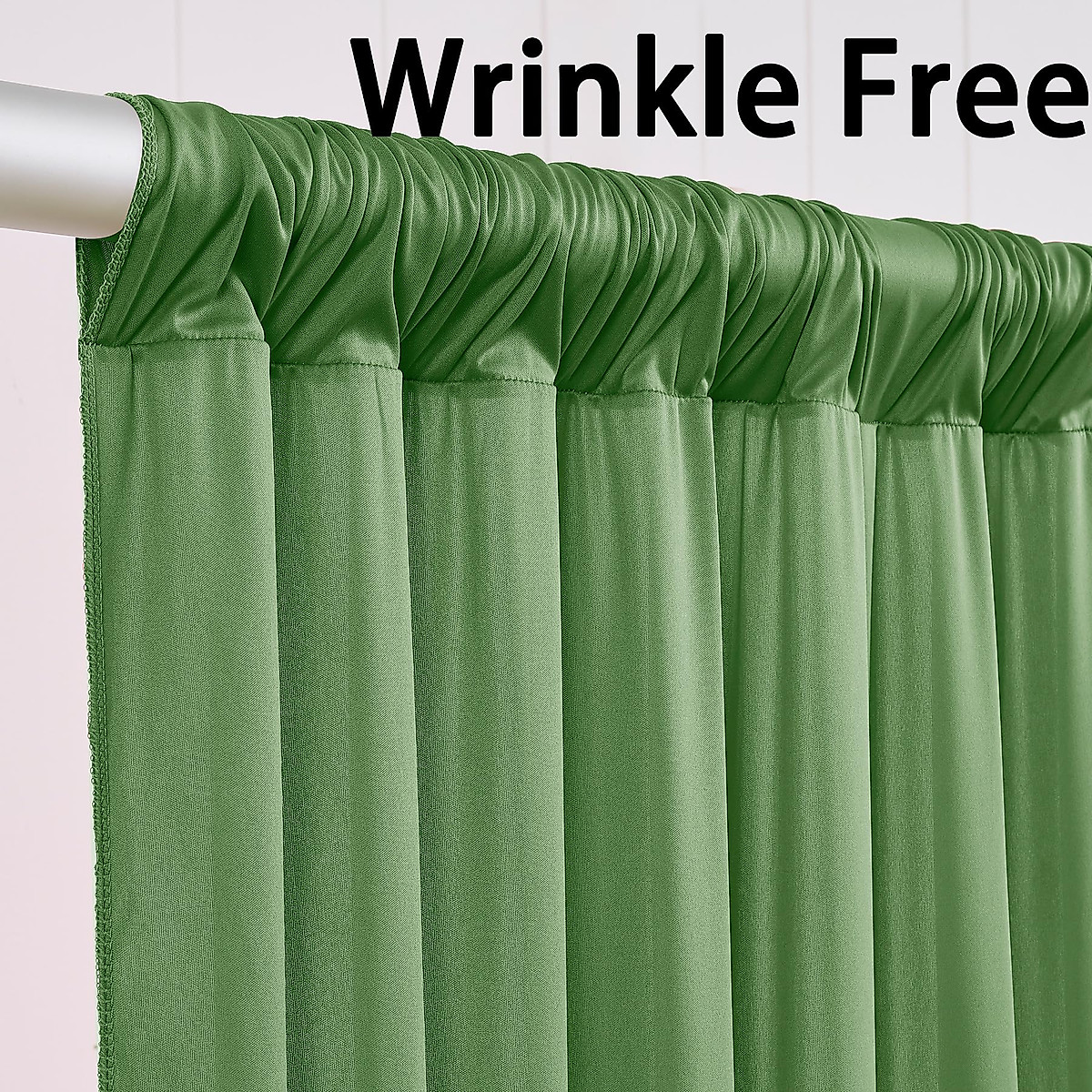 10ft x 10ft Wrinkle Free Olive Green Backdrop Curtains for Parties, Polyester Green Photo Backdrop Drapes 2 Panels 5x10ft for Wedding Birthday Party Photography Background Backdrop Stand