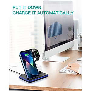 HERRBOL 3 in 1 Wireless Charger,Fast Wireless Charging Station for iPhone14 13 12 11/ Pro/XS/XR/X/SE/8/8 Plus,Wireless Charging Stand Compatible with Apple iWatch Series SE/7/6/5/4/3/2,AirPods/Pro