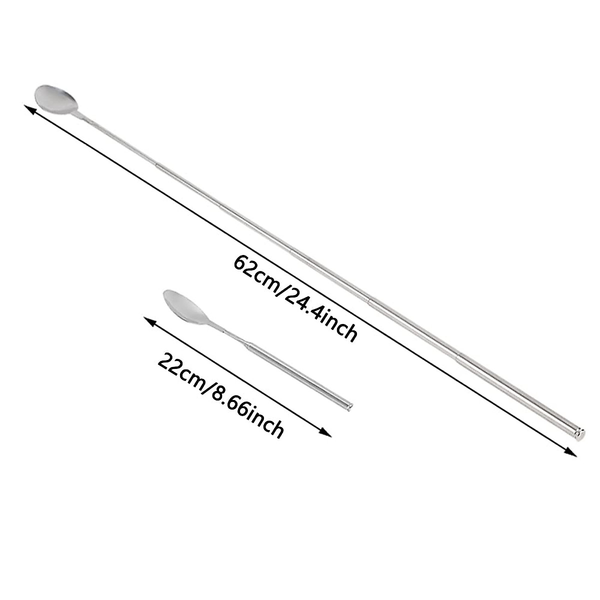 Spoon,Telescopic Spoon,Extendable Spoon,62cm Long Stainless Steel Telescopic Spoon Extendable for Barbecue Tableware Supplies 8.66~24.4inch (Spoon)