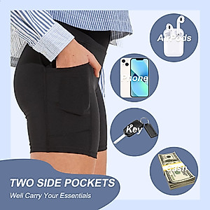 CAMPSNAIL Biker Shorts Women with Pockets - 5" High Waisted Workout Spandex Tummy Control Gym Running Athletic Yoga Shorts