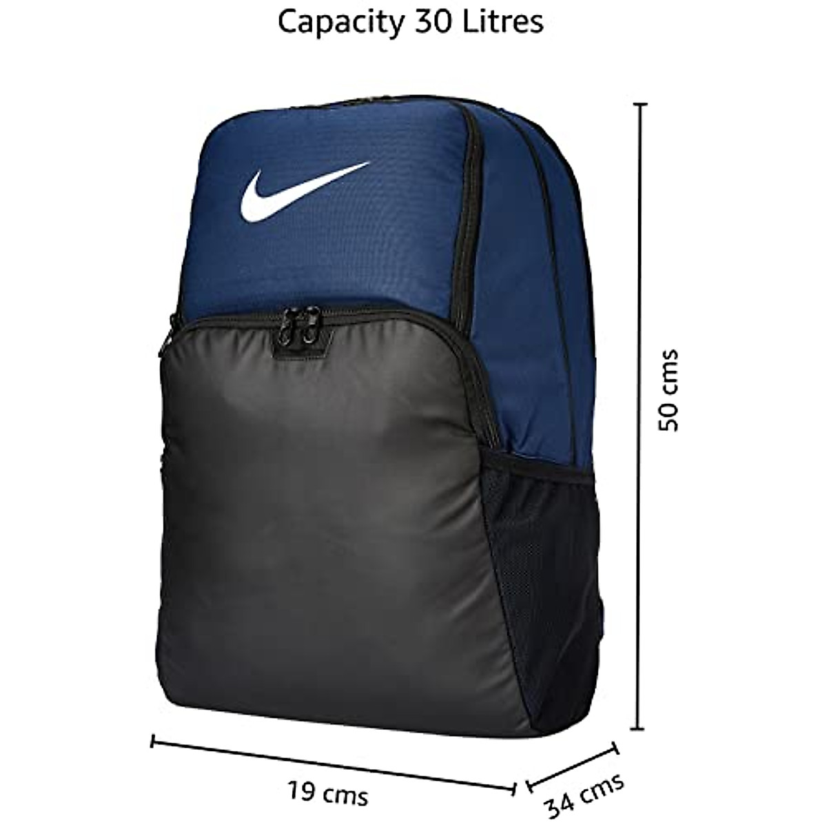 NIKE Brasilia XLarge Backpack 9.0, Midnight Navy/Black/White, Misc
