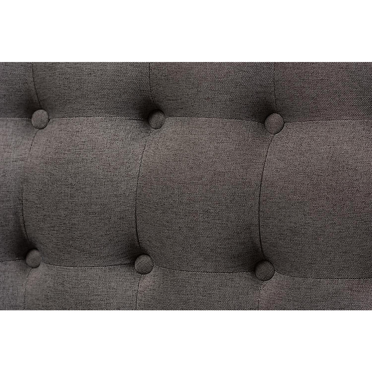 Baxton Studio Melody Mid-Century Modern Grey Fabric and Natural Wood Finishing 3-Seater Settee Bench