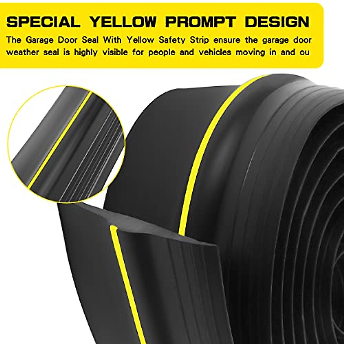 Universal Garage Door Bottom Threshold Seal Rubber Strip with Adhesives, DIY Weatherproof Weather Stripping Replacement (10FT, Black)